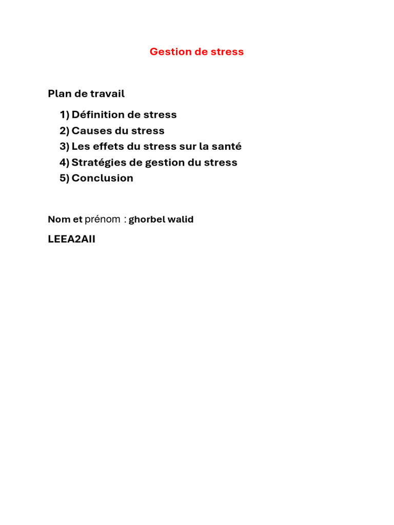 Gestion du stress : causes et solutions | PDF | Stress (Biologie) | IQ