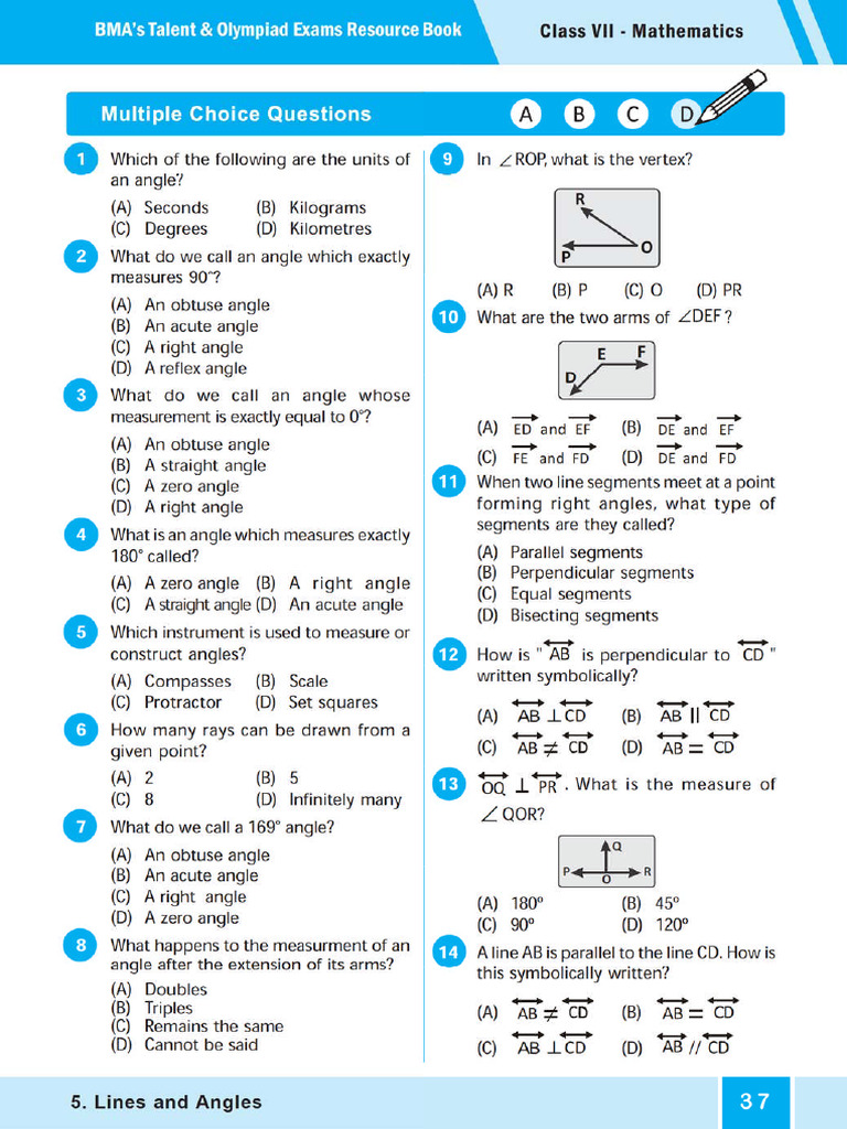 CL 7 - 5. Lines and Angles | PDF | Elementary Mathematics | Angle