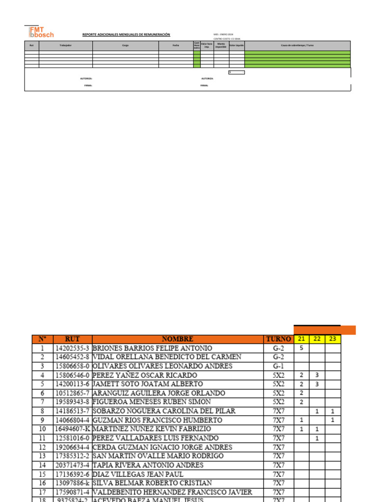 Formato Horas Extras | PDF