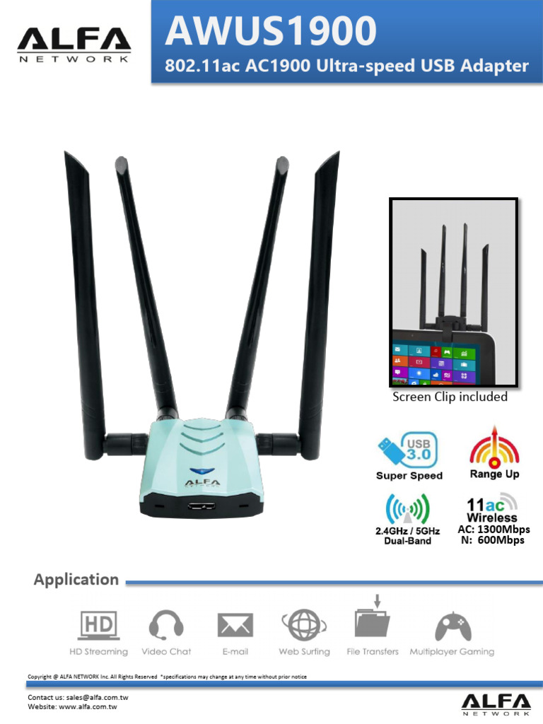 AWUS1900 | Download Free PDF | Ieee 802.11 | Usb