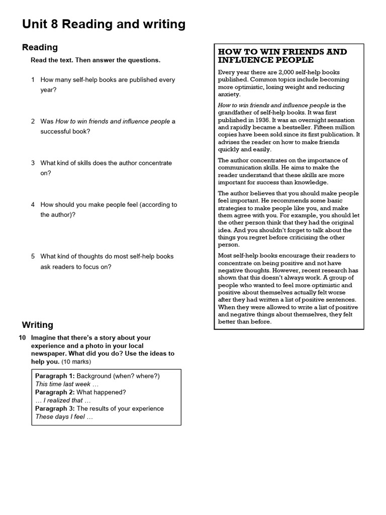 Reading Writing Unit8 | PDF | Thought | Experience