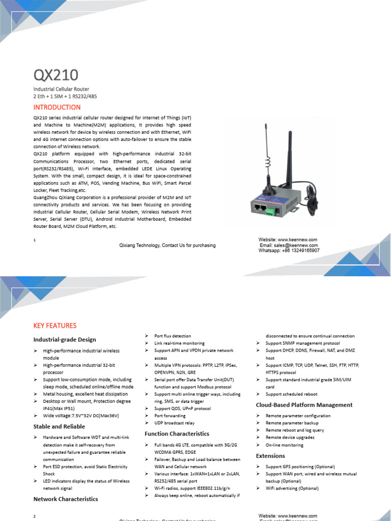 QX210 Industrial 4G Cellular Router Specification | PDF | Computer ...