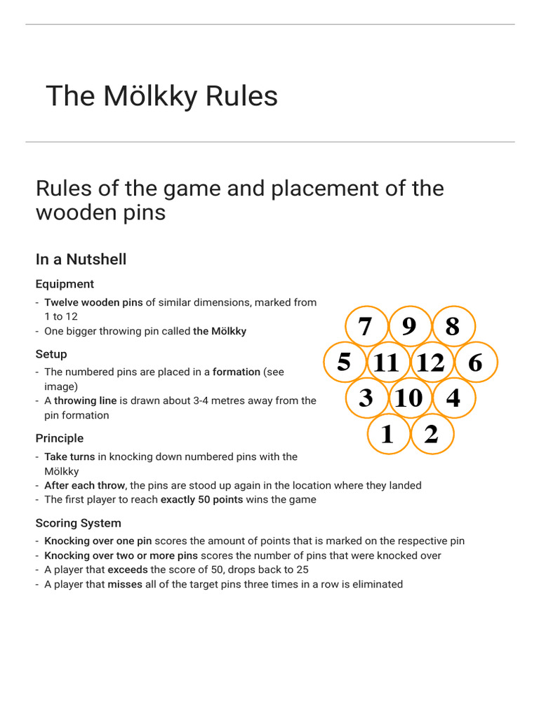 Molkky Game Rules | PDF