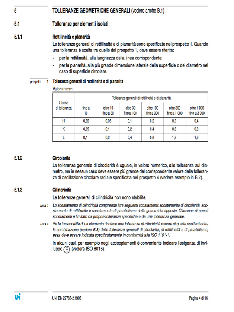 Tolleranze Geometriche Generali - UNI en 22768-2 | PDF