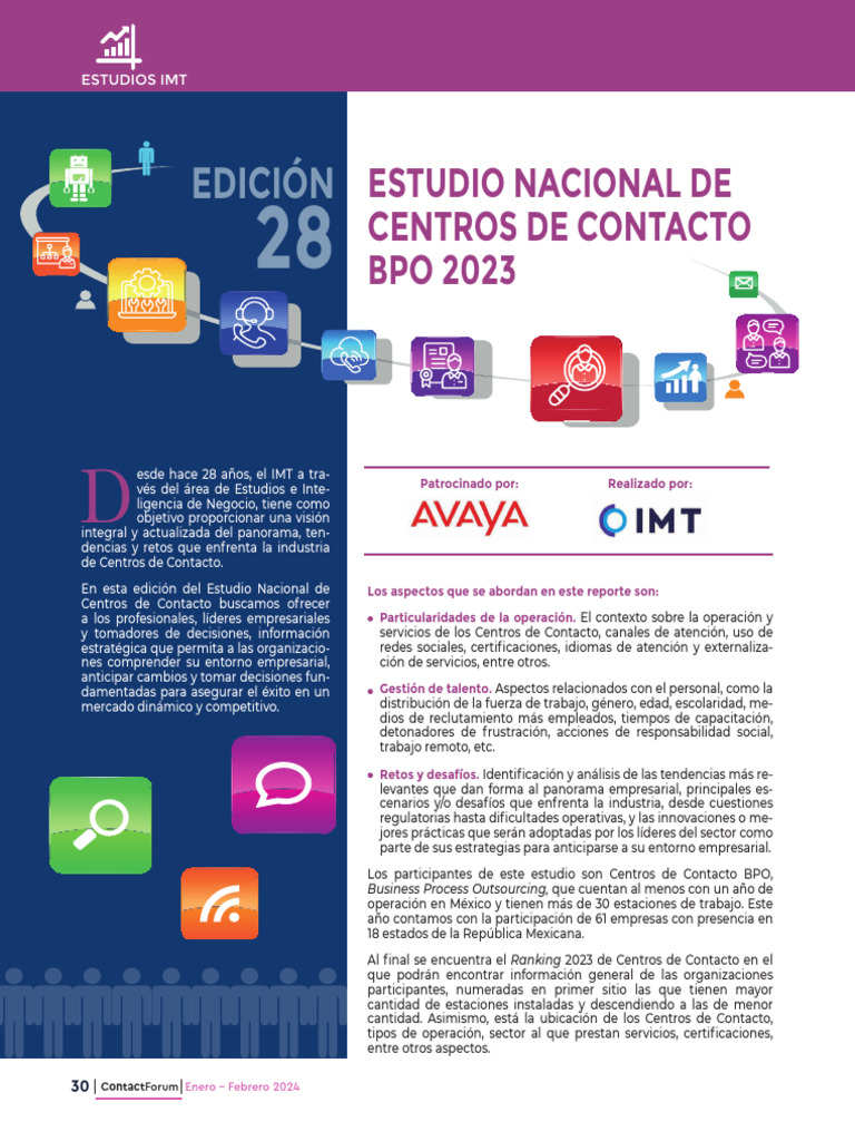 Estudio Nacional de Centros de Contacto Bpo 2023 | PDF | México | Respuesta de Voz Interactiva
