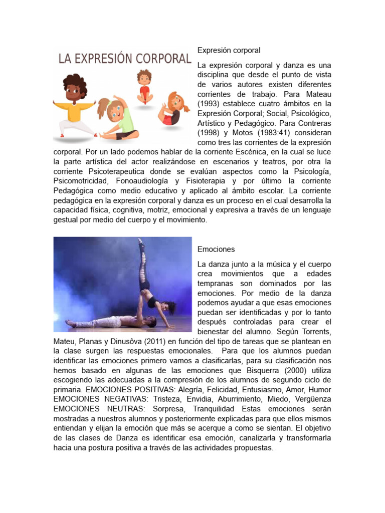 Expresión Corporal | PDF | Las emociones | Bailes