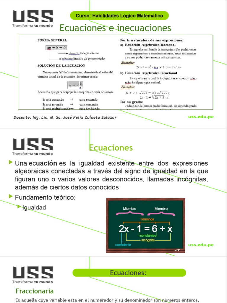 Tema-Ecuaciones e Inecuaciones | PDF | Ecuaciones | Análisis matemático