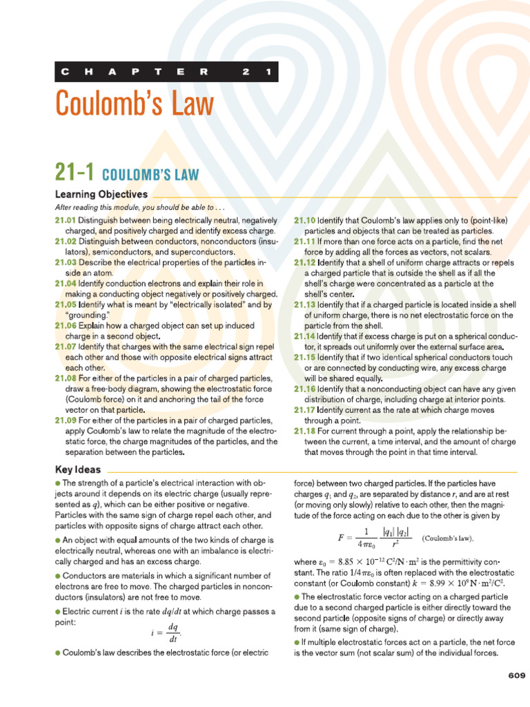 CH. 21 Columb's Law | PDF