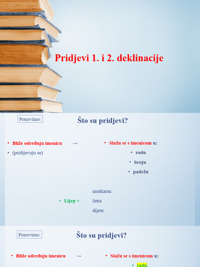 Za Tomu Pridjevi 1-I-2 Deklinacije | PDF