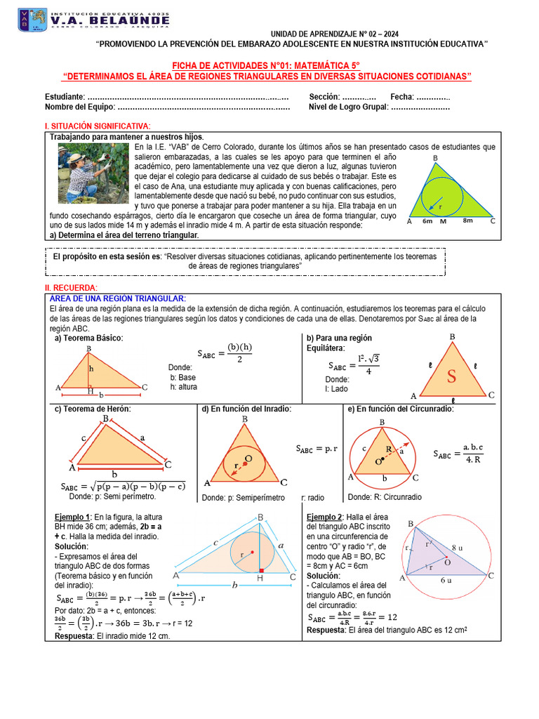 Ficha 1-5to-Ua2-2024 | PDF | Triángulo | Geometría Elemental