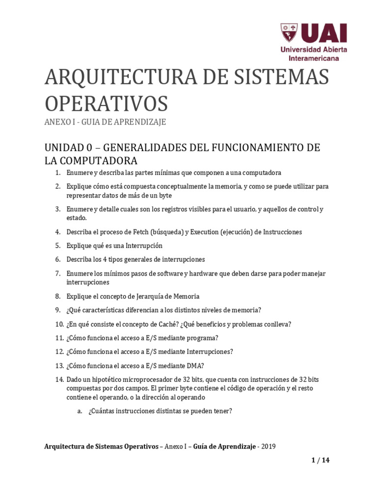 T10916 Arquitectura de Sistemas Operativos - Arquitectura de Sistemas ...