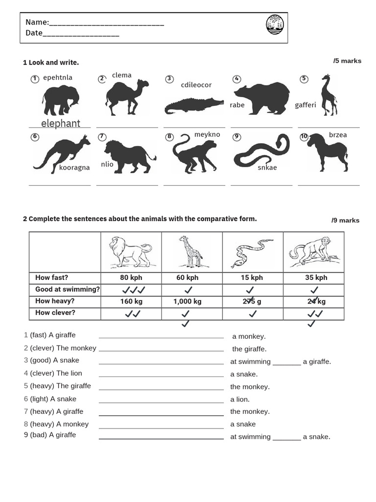 Test 1 5th Grade PDF