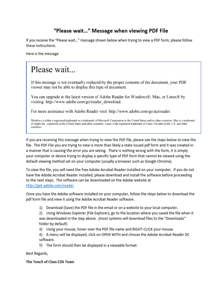 PDF Please Wait Message | PDF