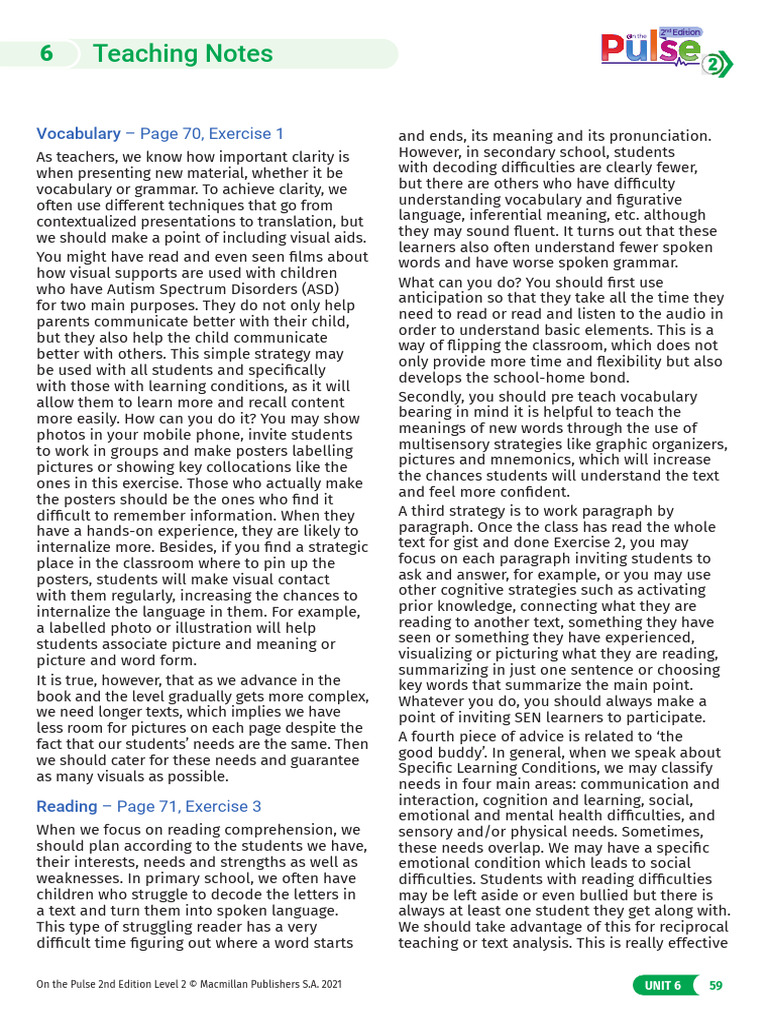 OTP2 L2 SEN Booklet U6-ConsB | PDF | Vocabulary | Machu Picchu