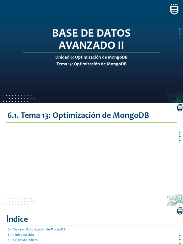 PPT Unidad 06 Tema 13 2021 04 Base de Datos Avanzado II (2398) | PDF | Mongo Db | Bases de datos
