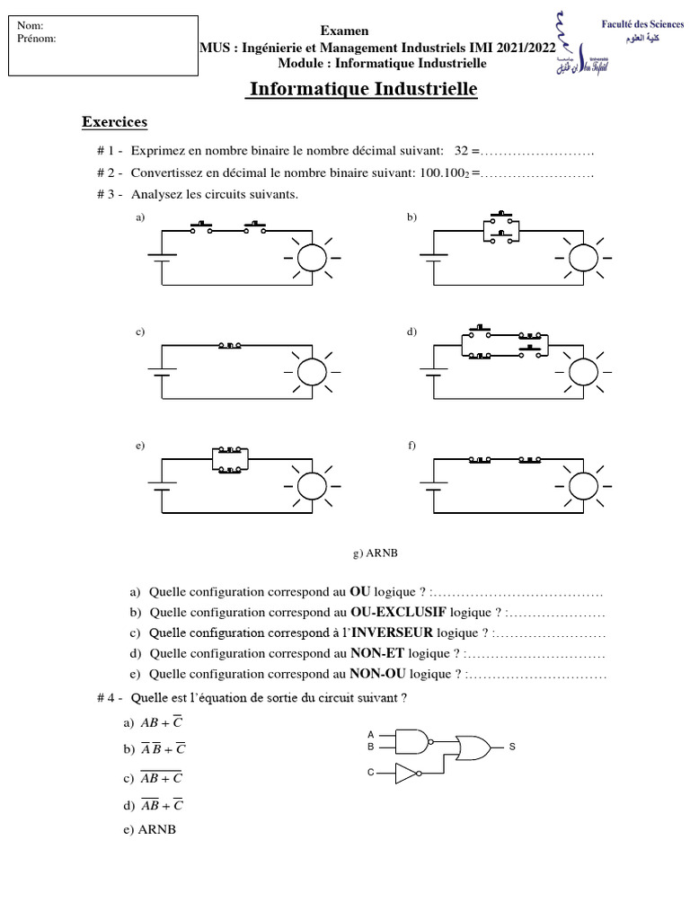 EXAMEN Informatique Industrielle 2022 | PDF