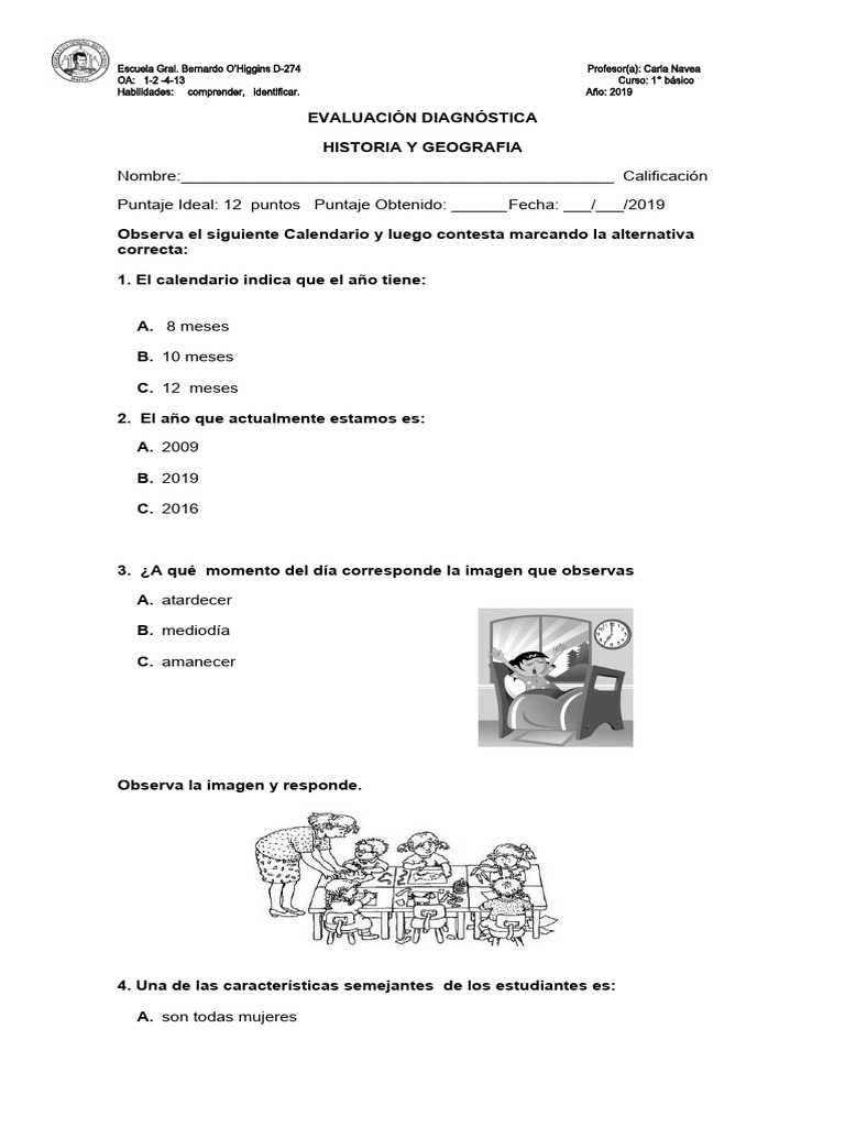 Prueba de Diagnóstico Historia | PDF