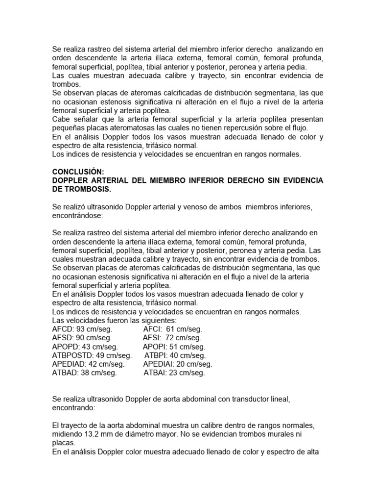 US Doppler Arteral MI | PDF | Pierna humana | Trombosis