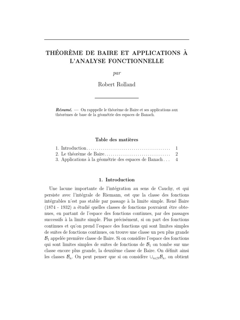 Théorème de Baire et Espaces de Banach | PDF | Limite (mathématiques ...