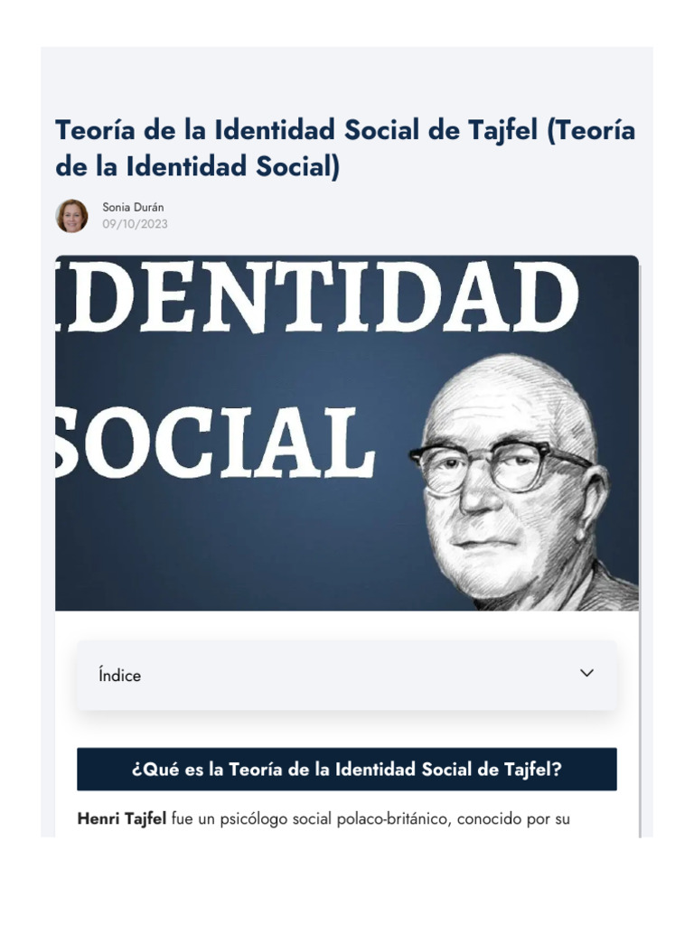 Teoría de La Identidad Social de Tajfel (Teoría de La Identidad Social ...