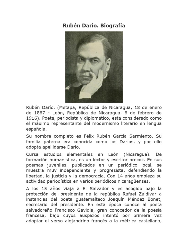 BIOGRAFIA Rubén Darío | PDF | Clásicos