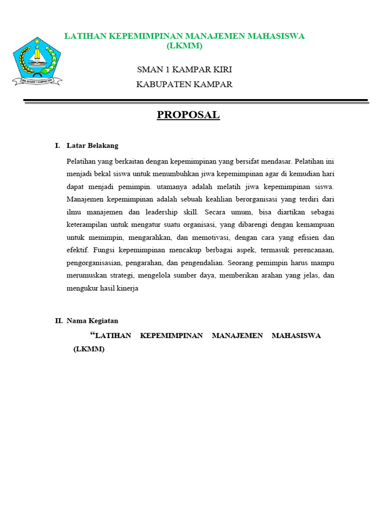 Contoh Proposal Kegiatan | PDF