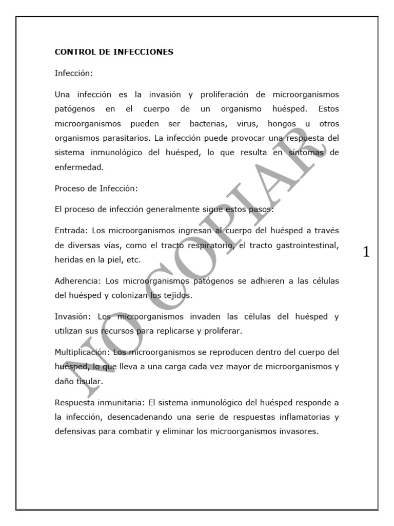 Control de Infecciones | PDF | Infección | Esterilización (Microbiología)