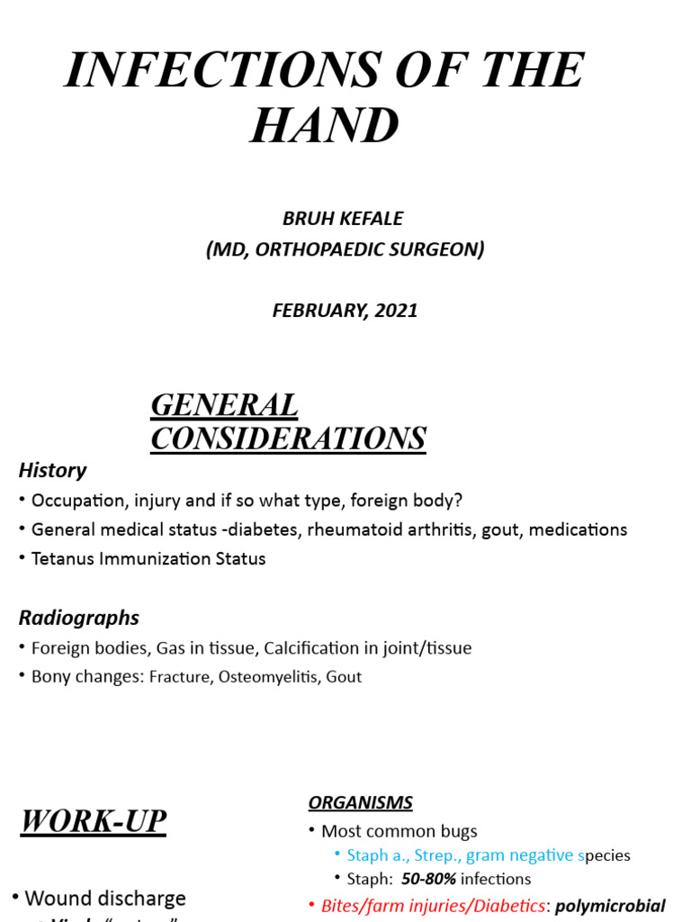 Infections of The Hand | PDF | Microbiology | Medical Specialties