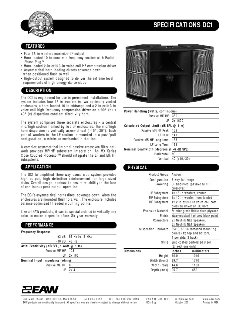 DC1 SPECS Rev1 | Download Free PDF | Sound Technology | Electronics