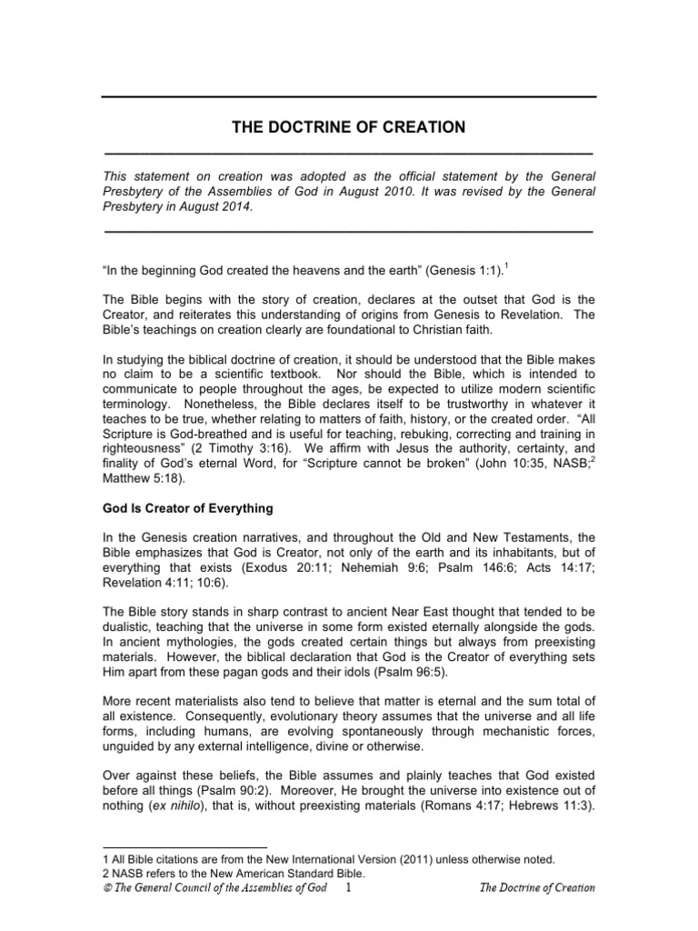 PP The Doctrine of Creation GPM 08 2014 | PDF | Genesis Creation ...