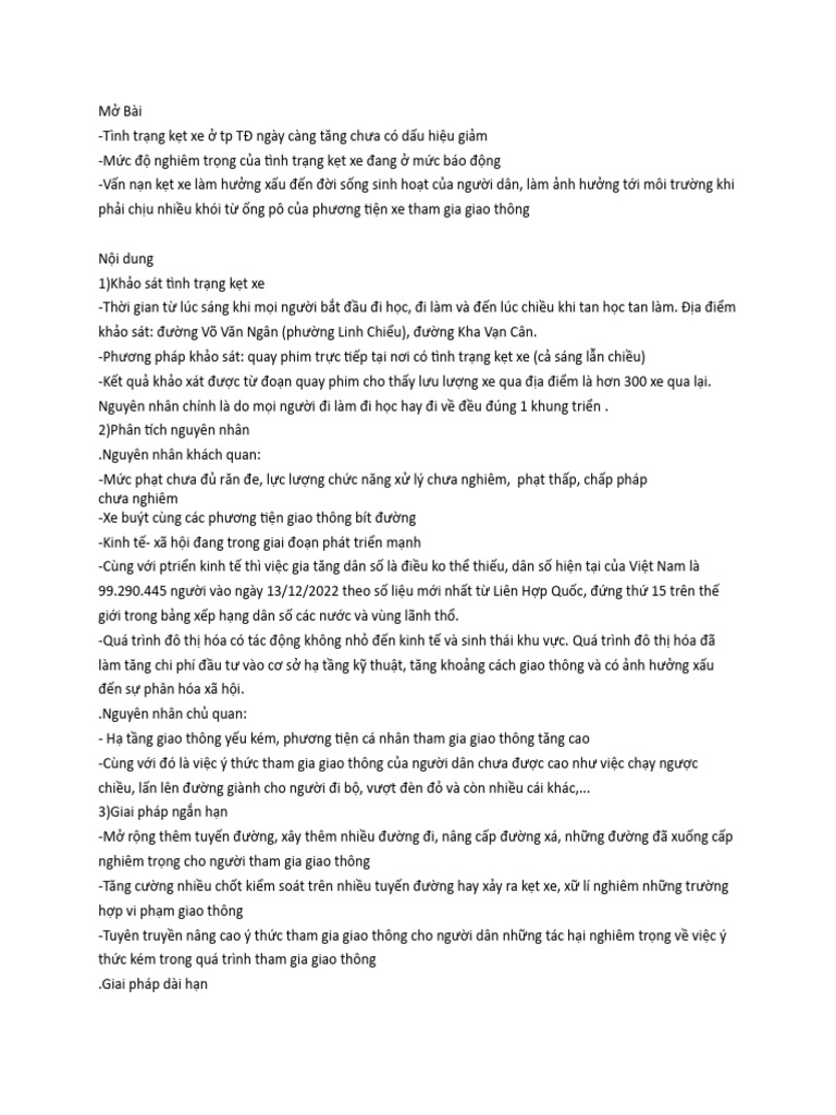 Tình trạng kẹt xe | PDF