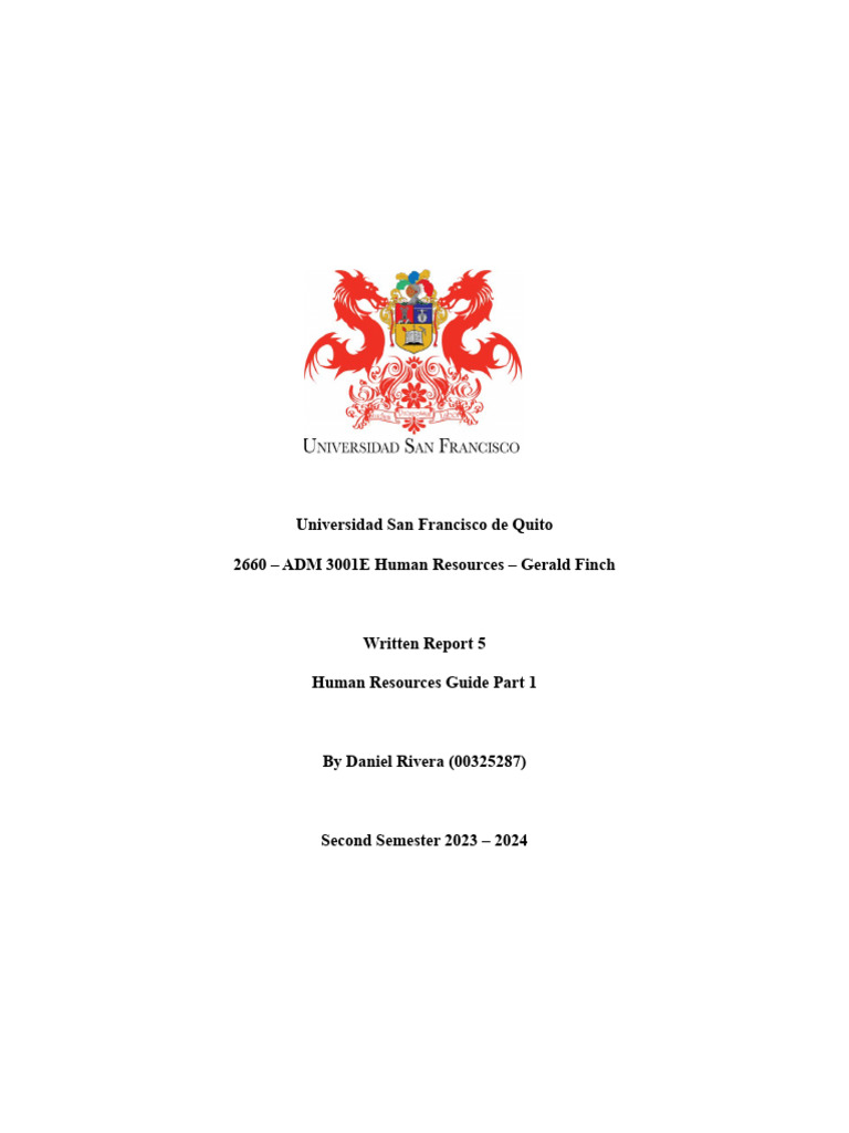 Written Report 5 Human Resources Guide Part 1 Daniel Rivera 325287 ...