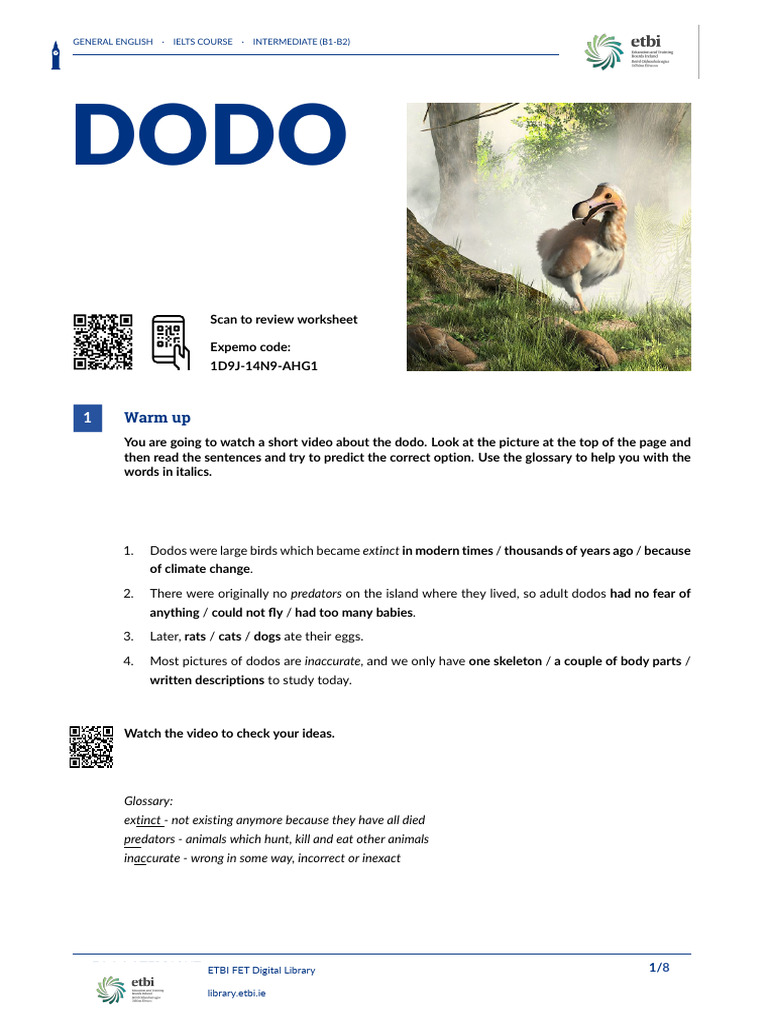 Dodo British English Student | PDF | Extinction | Sentence (Linguistics)