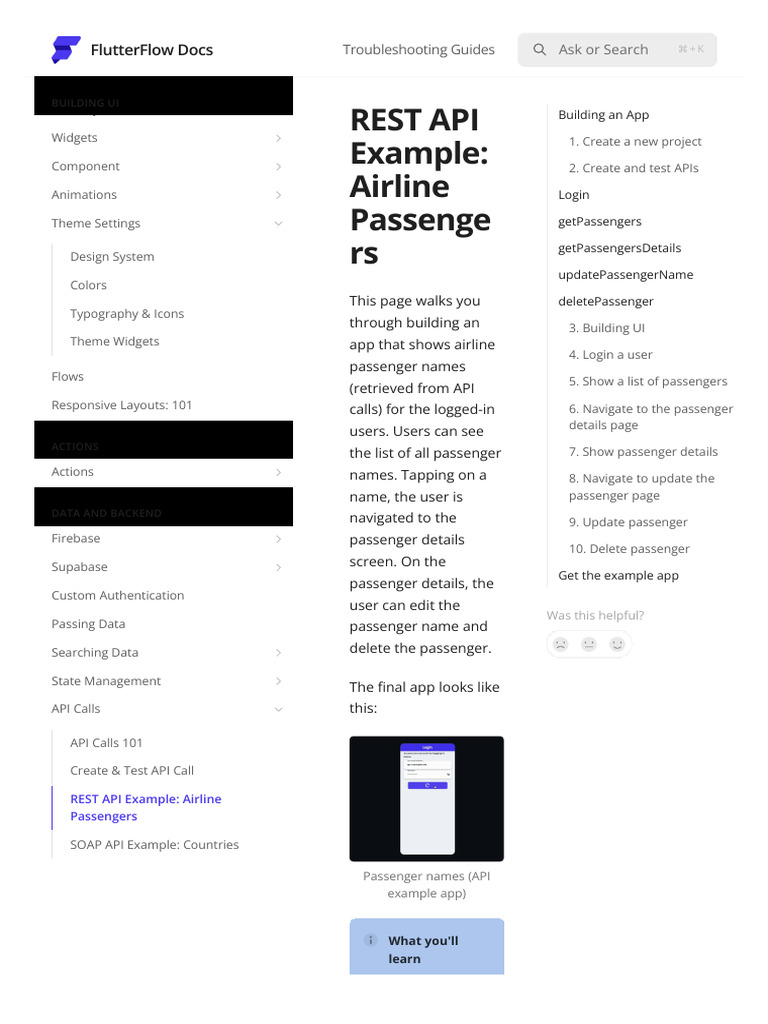Rest Api Example Airline Passengers Flutterflow Docs Pdf Login