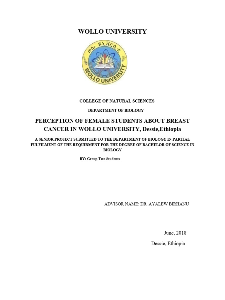 Wollo University: Perception of Female Students About Breast Cancer in ...