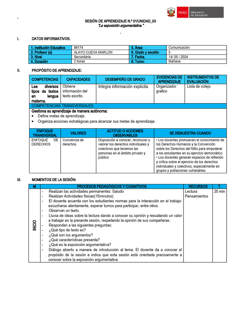 Exposic Argum | PDF | Evaluación | Aprendizaje