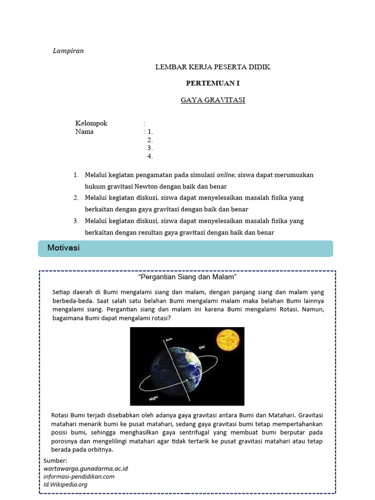 LKPD Modul Newton Gravitasi | PDF | Sains & Matematika | Komputer