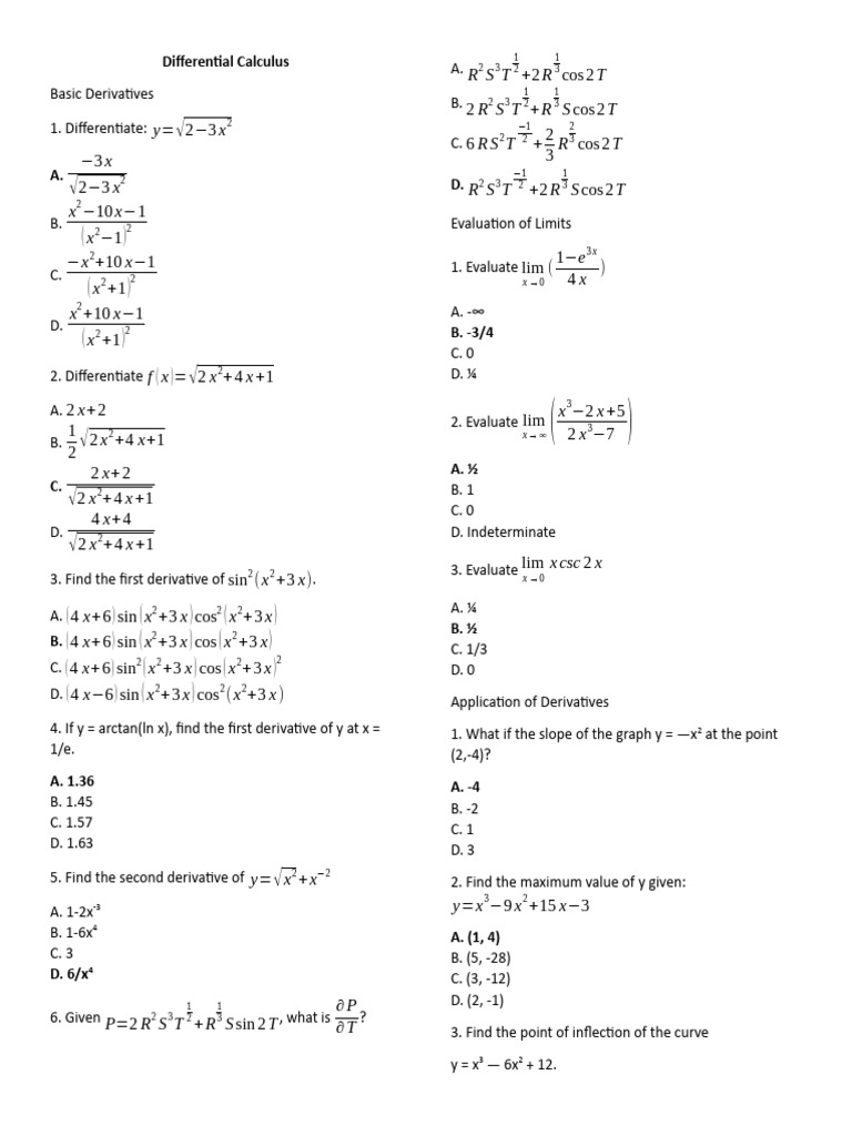 Differential Calculus Solved Problems | PDF | Curvature | Derivative Differential Calculus Solved Problems | PDF | Curvature | Derivative