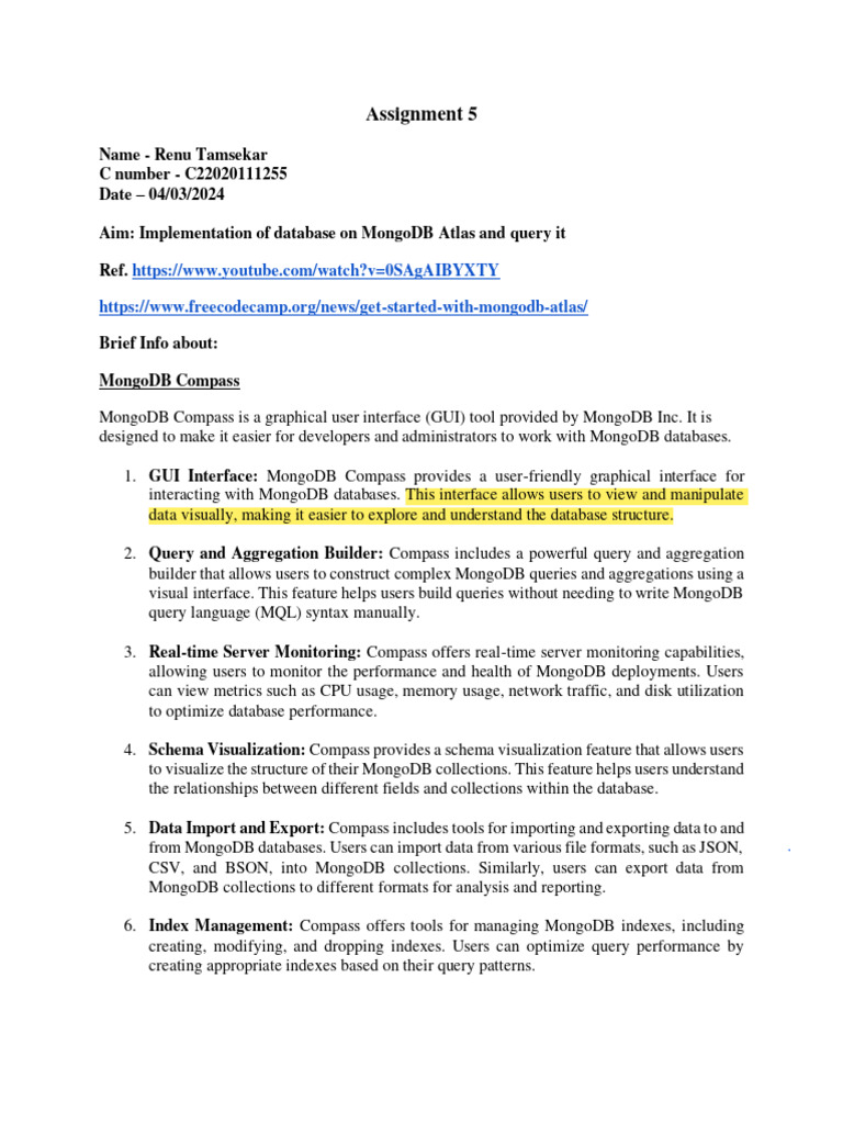 4251 Assignment 5 | PDF | Mongo Db | Databases