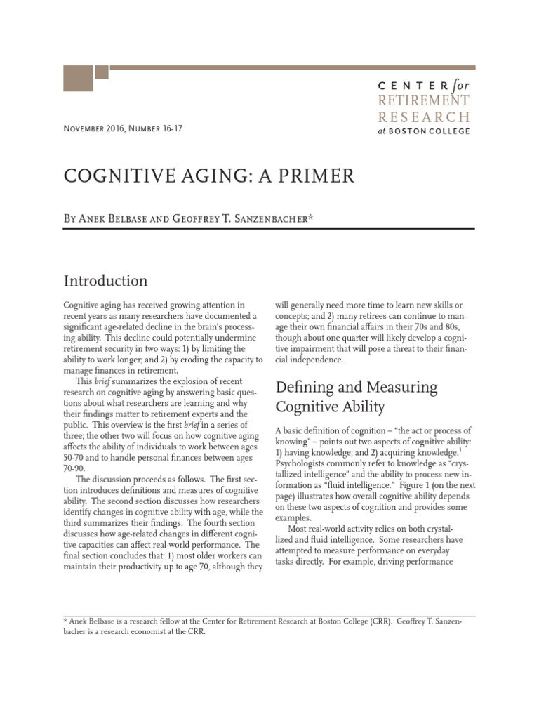 Cognitive Aging and Retirement Security | PDF | Intelligence | Cognition