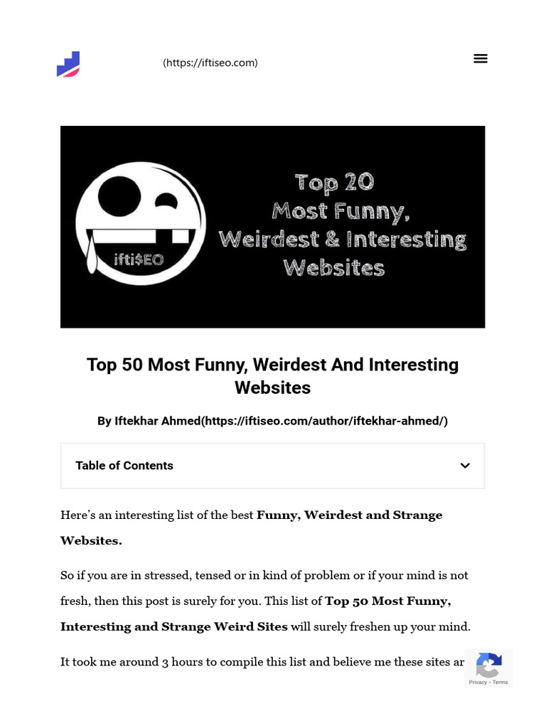 Top 50 Most Funny, Weirdest and Interesting Websites iftiSEO | PDF ...