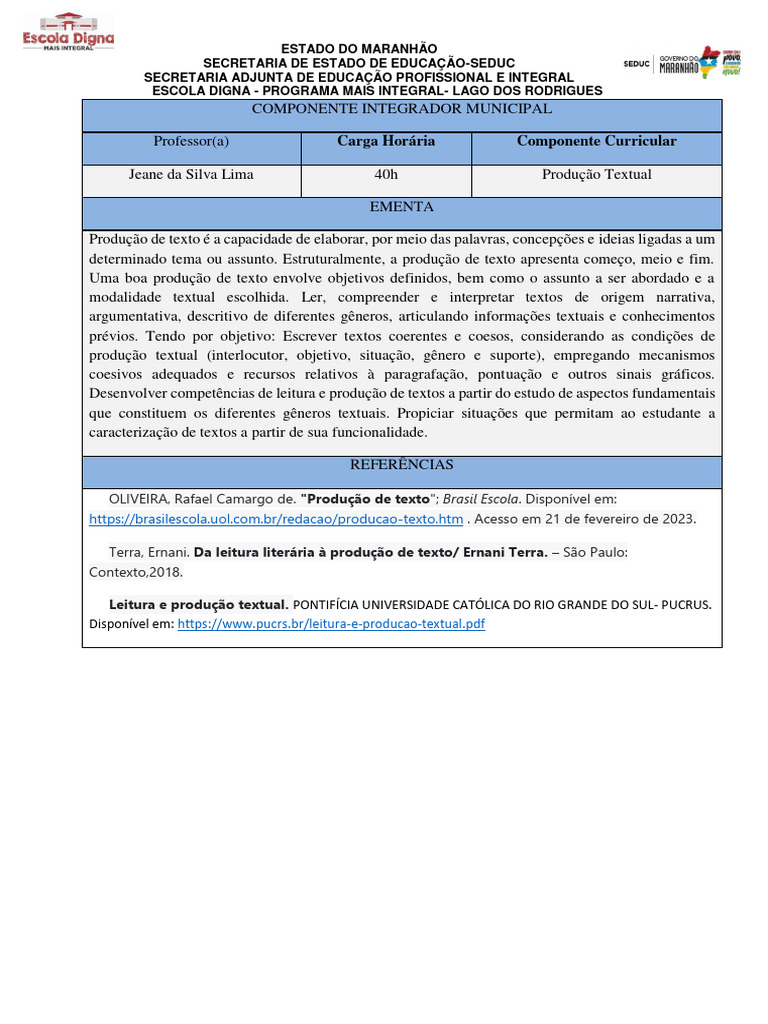 COMPONENTE INTEGRADOR MUNICIPAL - Produã Ã o Textual - Jeane | PDF ...
