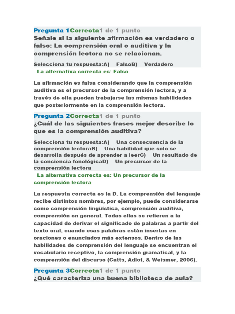 Comprensión auditiva y lectora en educación | PDF | Comprensión lectora ...