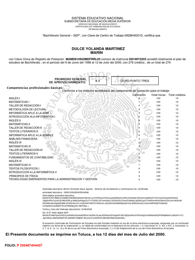 Certificado Bachillerato Iraiz Velez | PDF | Plan de estudios