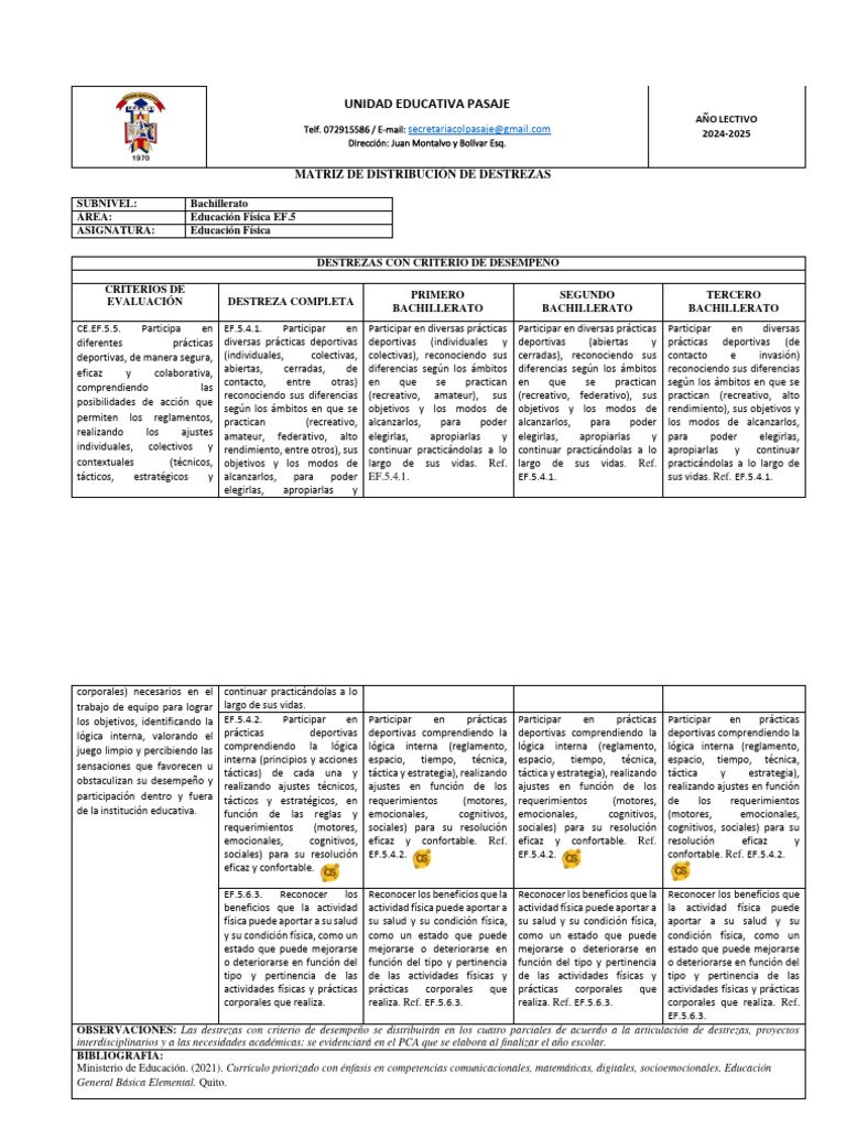 MATRIZ DE DISTRIBUCIÓN DE DESTREZAS | PDF