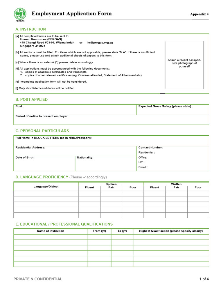 Pergas Employment Application Form-2024.01.25 | PDF