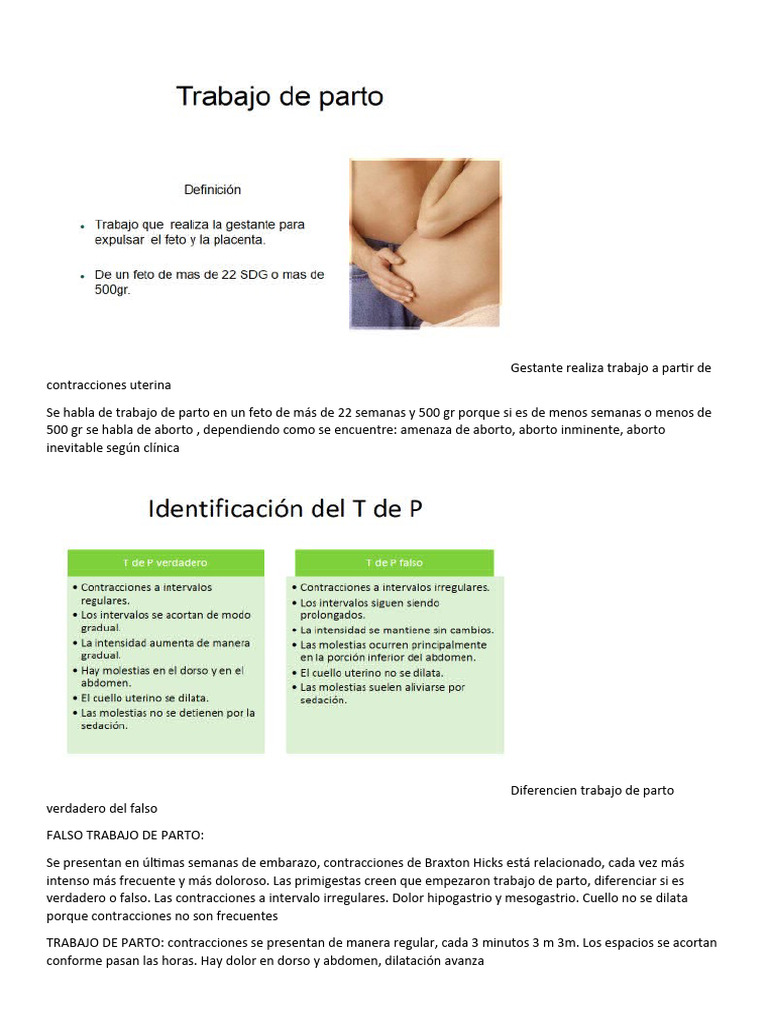 Diferencias entre Trabajo de Parto Verdadero y Falso | PDF | Parto | El ...