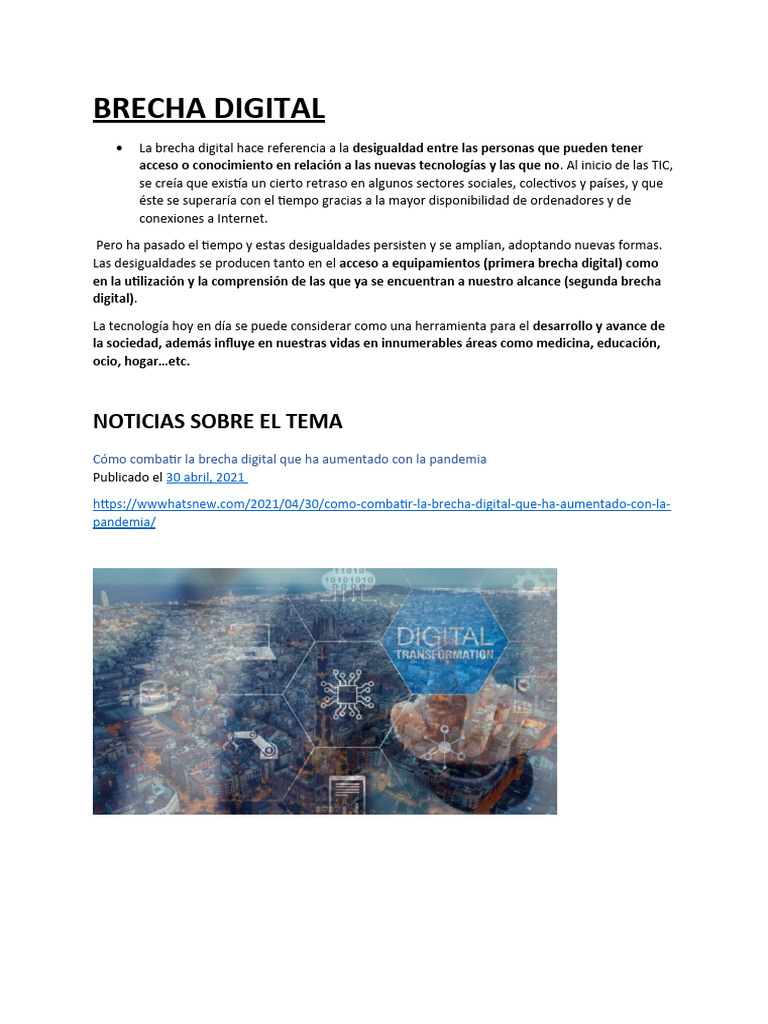 BRECHA DIGITAL Y ALFABETIZACION DIGITAL INFO | PDF | Literatura | Tecnología de información y ...