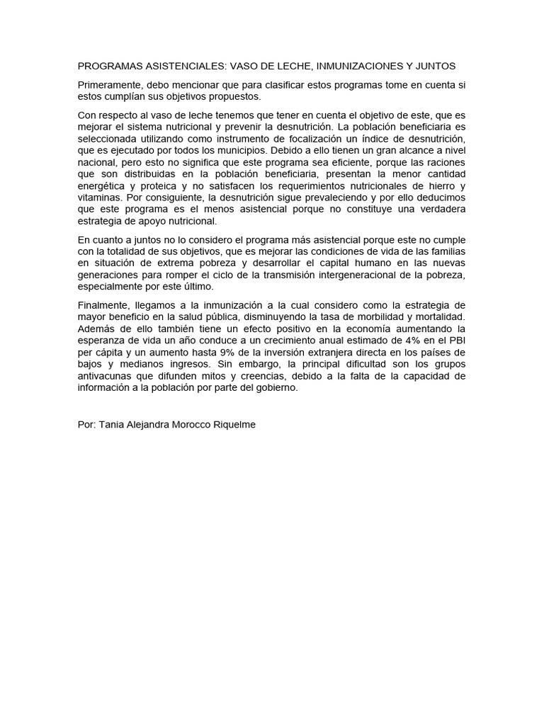 Análisis de Programas Asistenciales | PDF