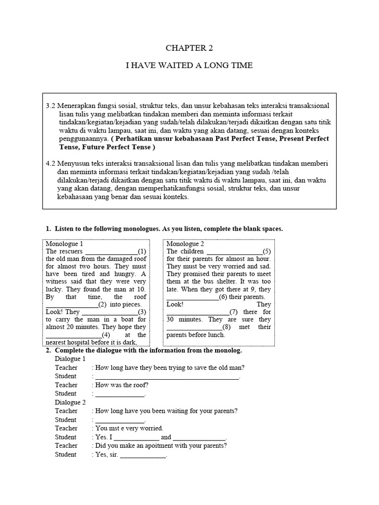 CHAPTER 2(I HAVE WAITED A LONG TIME) | PDF | Grammatical Tense | Perfect (Grammar)